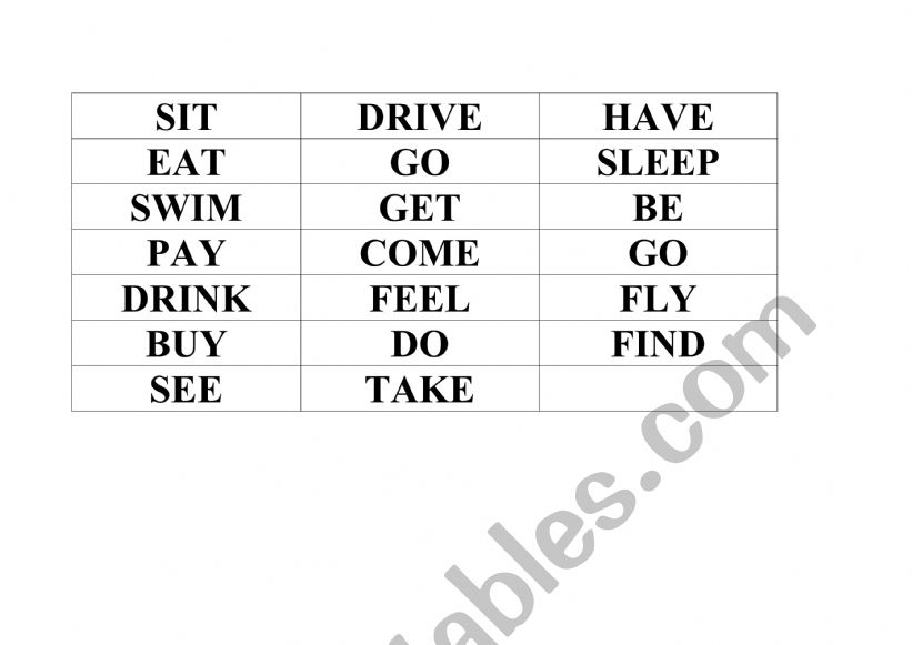 Irregular verbs list - ESL worksheet by emchansk Irregular verbs list - ESL worksheet by emchansk