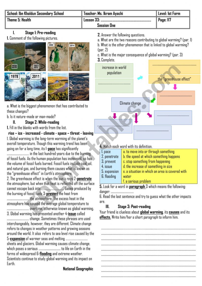 1st Form - Lesson n° 33 - The Environment Does Matter - ESL worksheet ...