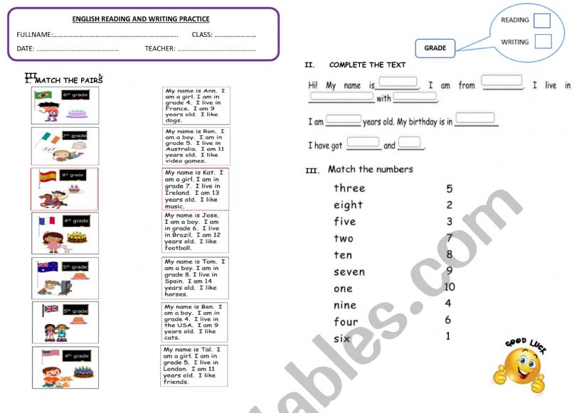PRESENTATIONS AND NUMBERS - ESL worksheet by maryinperu PRESENTATIONS AND NUMBERS - ESL worksheet by maryinperu