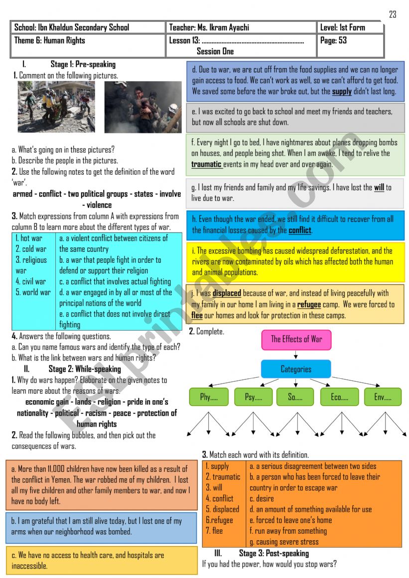 1st Form - Lesson n° 13 - A Diary - ESL worksheet by English Teacher 24