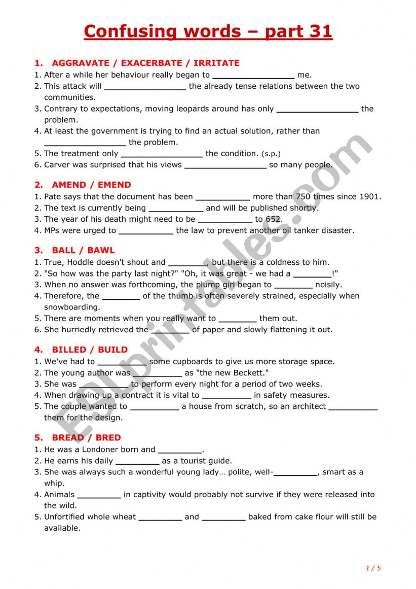 Confusing words - part 31 - ESL worksheet by kristine4444 Confusing words - part 31 - ESL worksheet by kristine4444