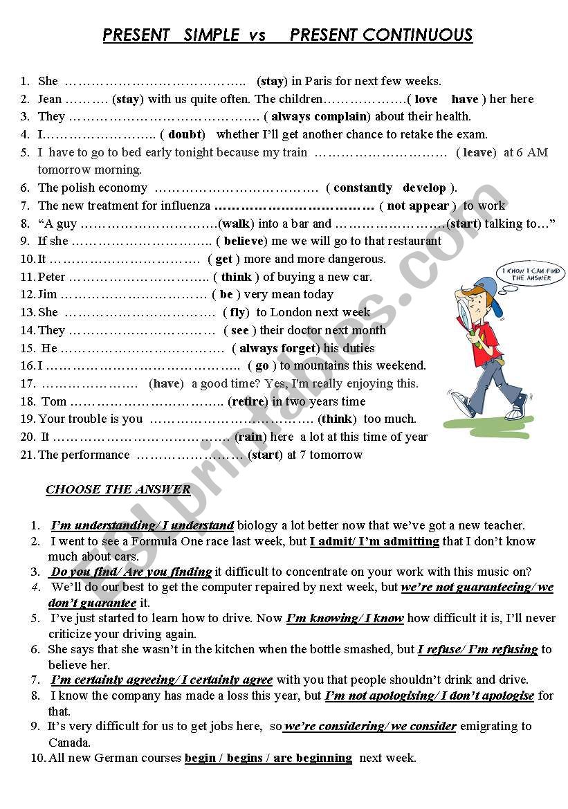 Present Simple Vs Continuous Advanced Sentences ESL Worksheet By Grikoga