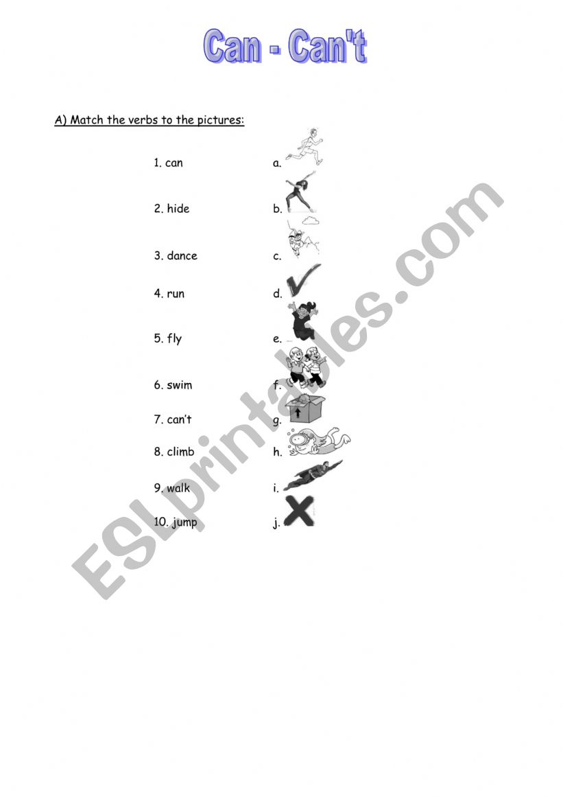 Can or Can´t - ESL worksheet by Analorena2020