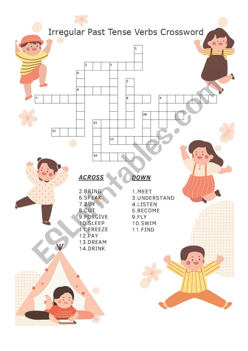 Irregular Past Tense Verbs Crossword - ESL worksheet by YCTee Irregular Past Tense Verbs Crossword - ESL worksheet by YCTee