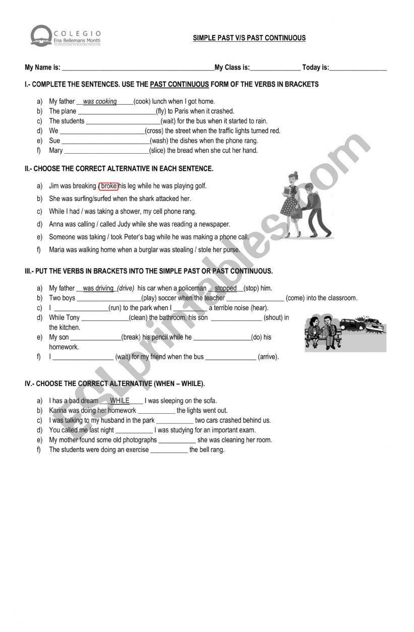 Simple past and past continuous - ESL worksheet by punkory