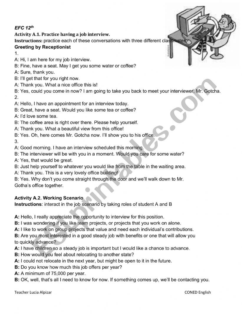 English worksheets: Interview Practice