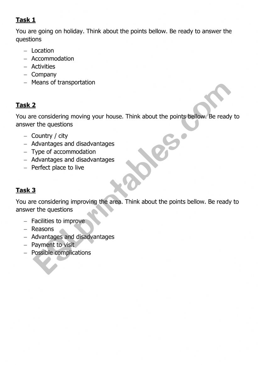 English worksheets: Linguaskill General Speaking Part 5