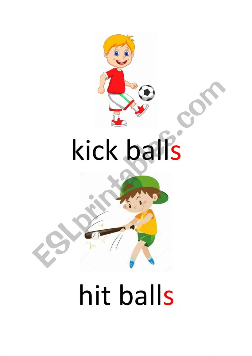 English worksheets: action words of ball
