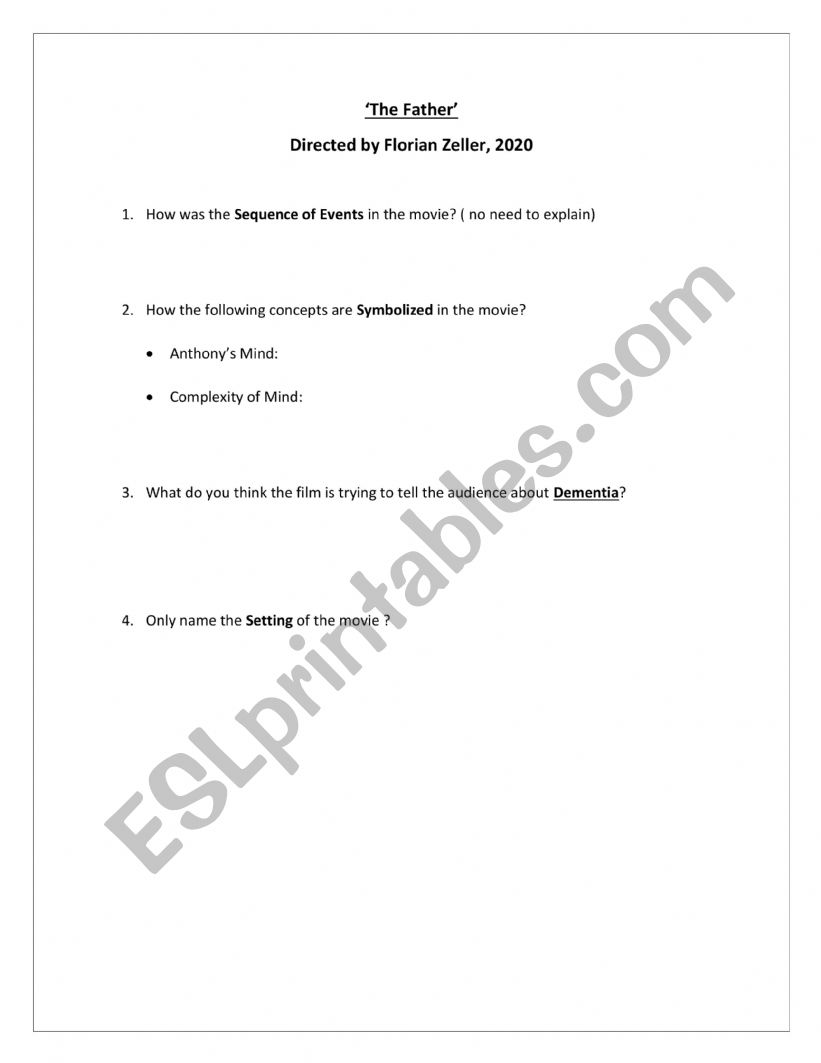 English worksheets: The Father