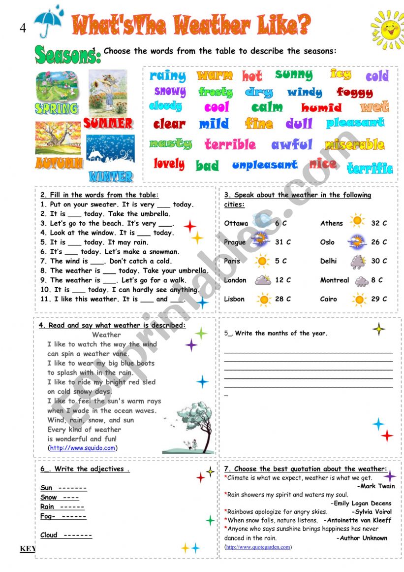 English worksheets: Whats the weather like