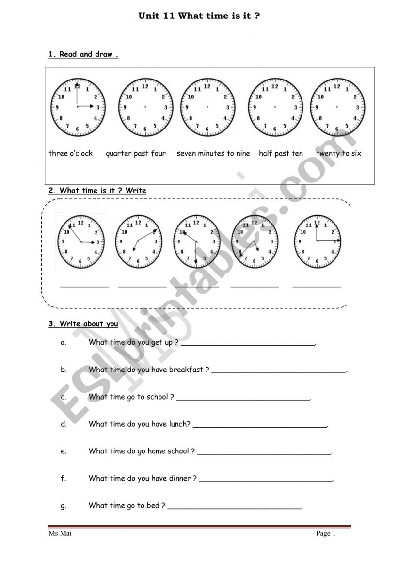 English worksheets: Time