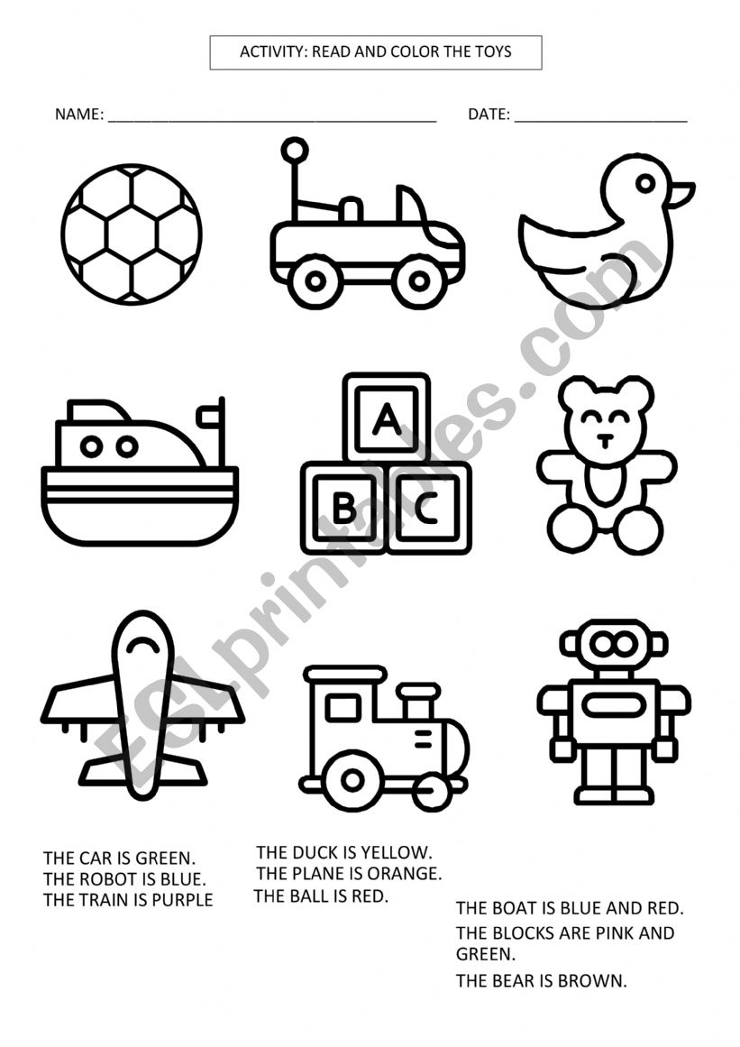 Color the toys - ESL worksheet by maisa.oliveira