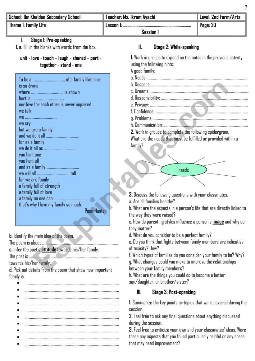 2nd Form - Lesson n° 1 - The Image of Who I Am - Two 1-hour Sessions ...