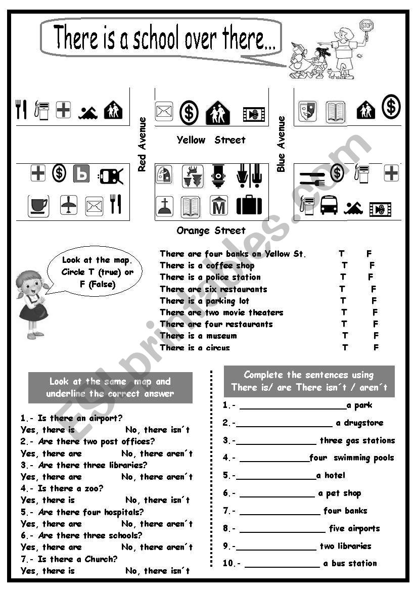 There is/are isn´t aren´t (city map) - ESL worksheet by karen1980 There is/are isn´t aren´t (city map) - ESL worksheet by karen1980