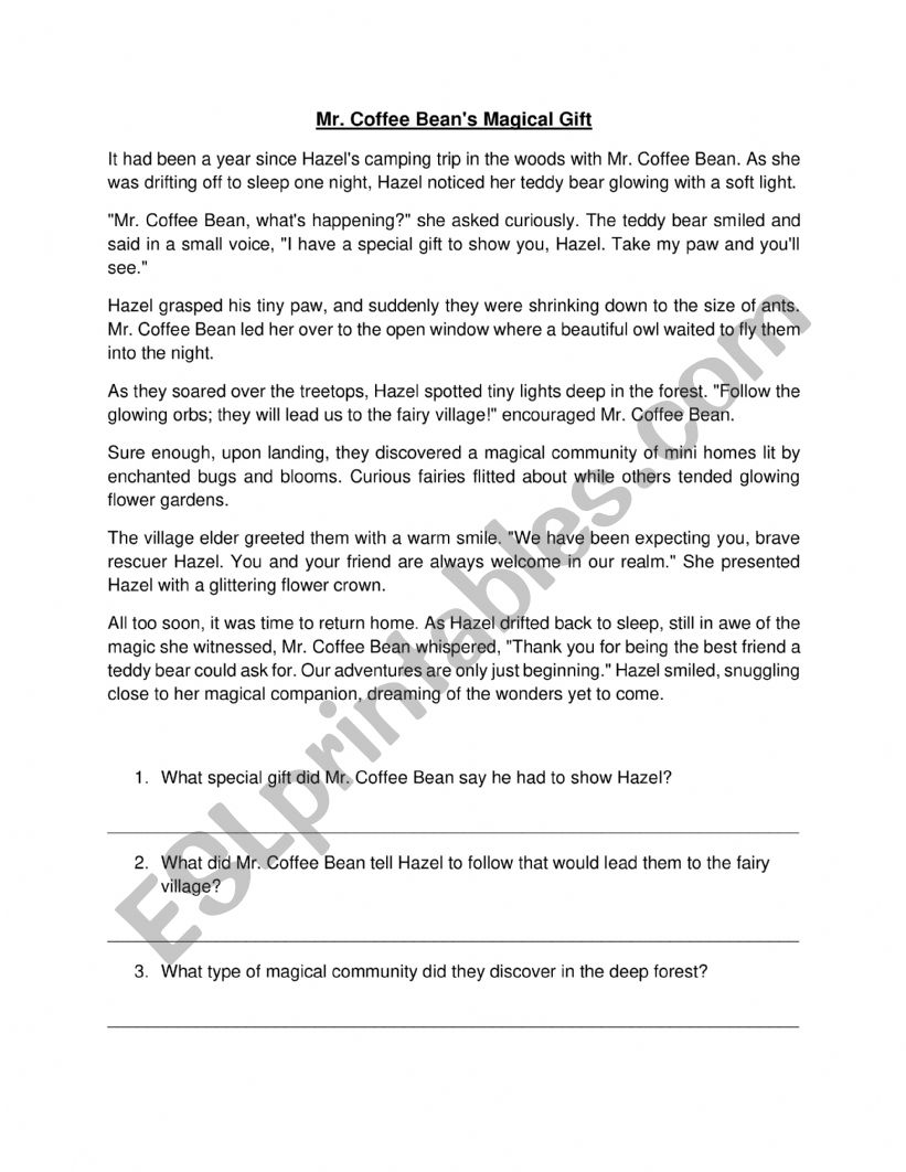 Short reading with a nice story - ESL worksheet by hmfngh