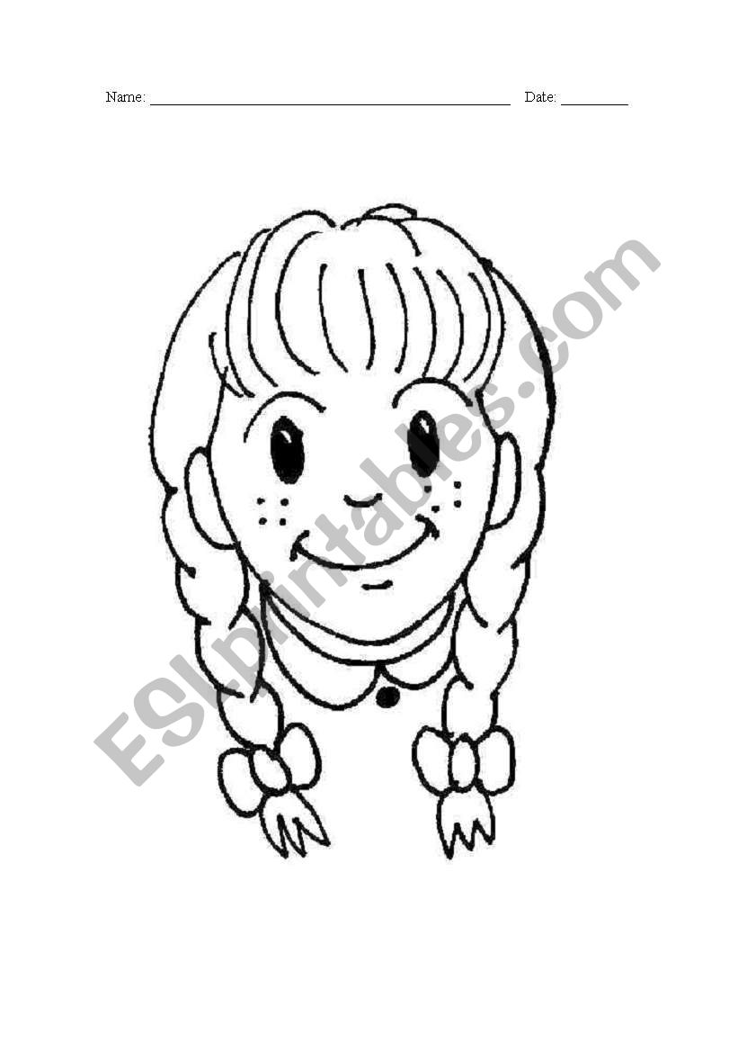 English worksheets: girl´s face