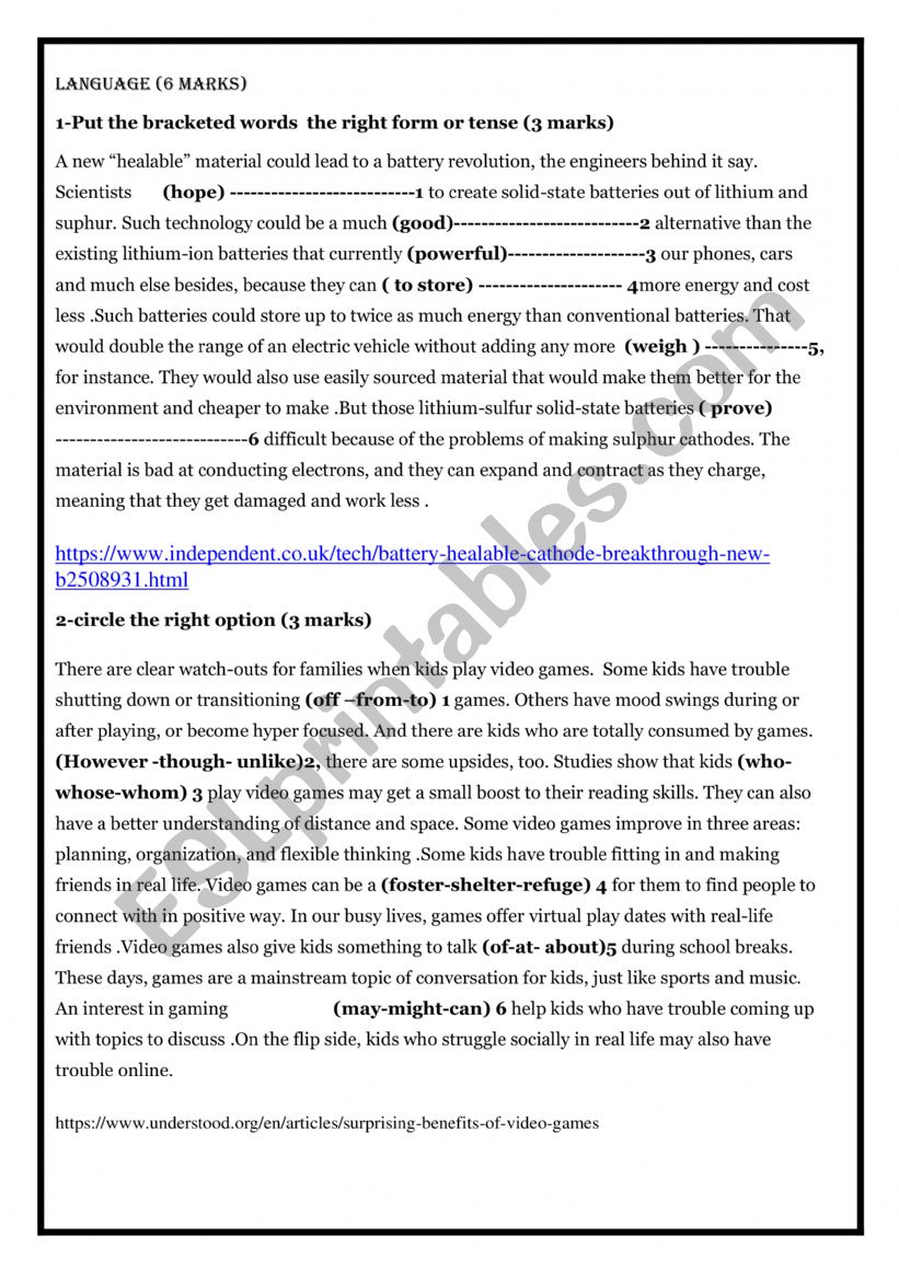 ENGLISH TEST N°2 THIRD FORM - ESL worksheet by mummyy