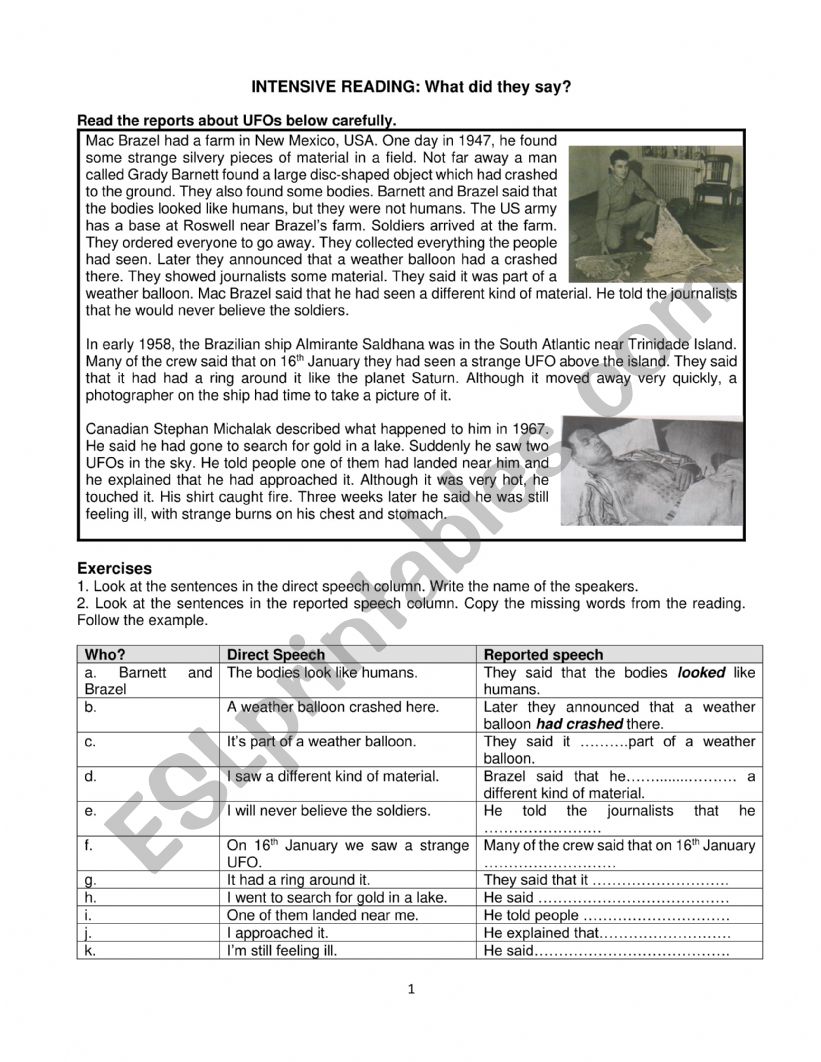 What did the y say? - ESL worksheet by elizastaiza