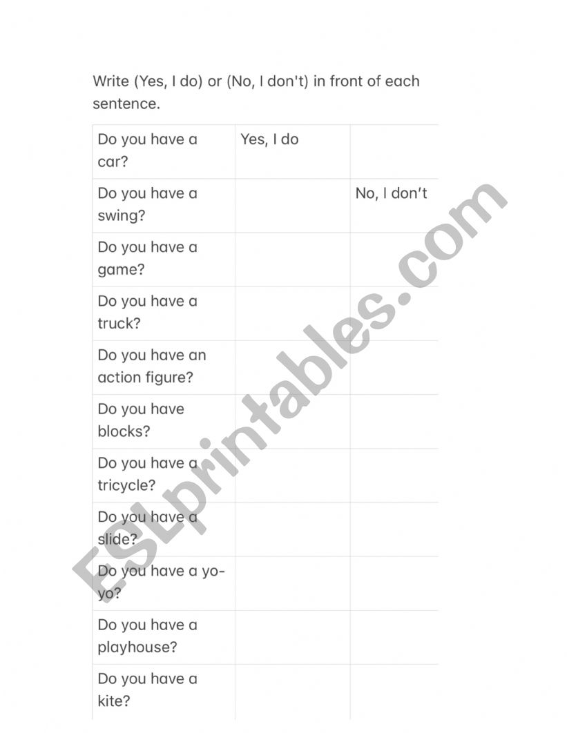 Present Simple questions. Yes, I do/ No, I don’t - ESL worksheet by ...