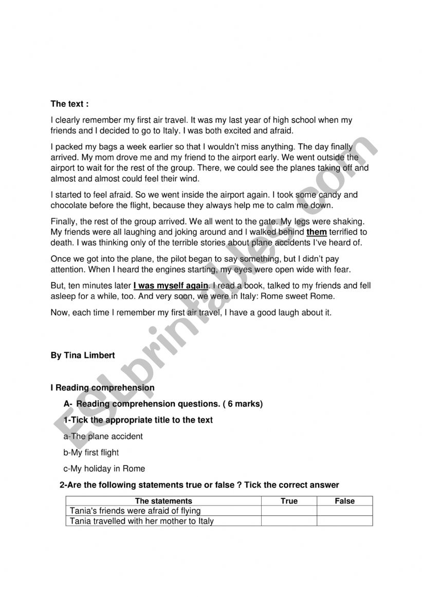 9 th form full test N°3 - ESL worksheet by sawssen kamoun
