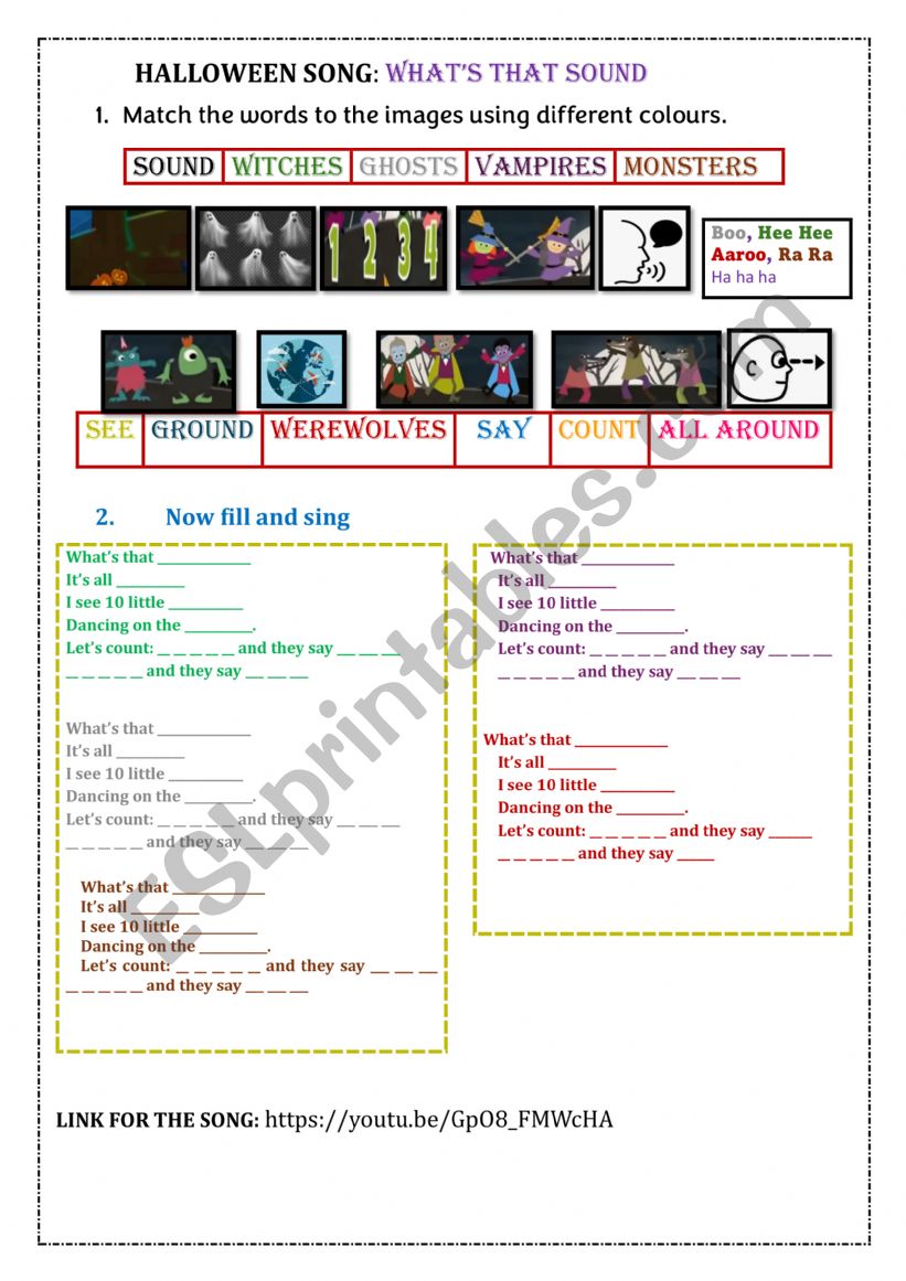 HALLOWEEN SONG: WHATÃ¯Â¿Â½S THAT SOUND - ESL worksheet by Gurnoor