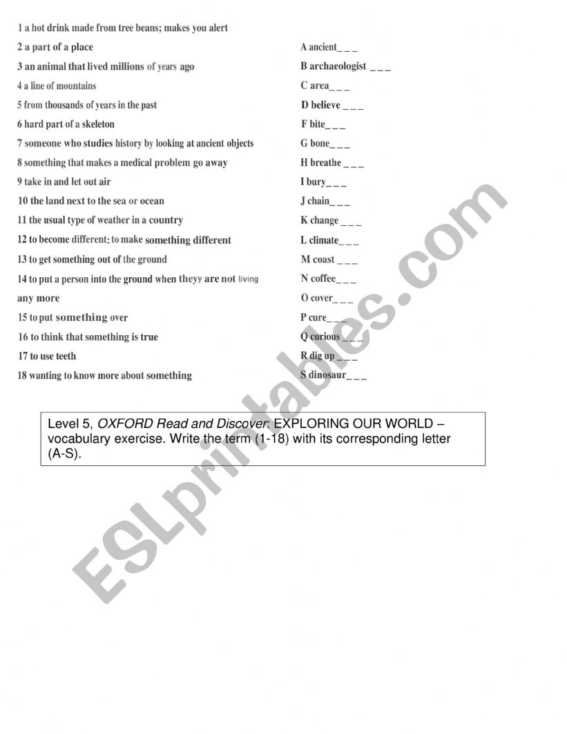 Level 5, OXFORD Read and Discover: EXPLORING OUR WORLD – vocabulary ...