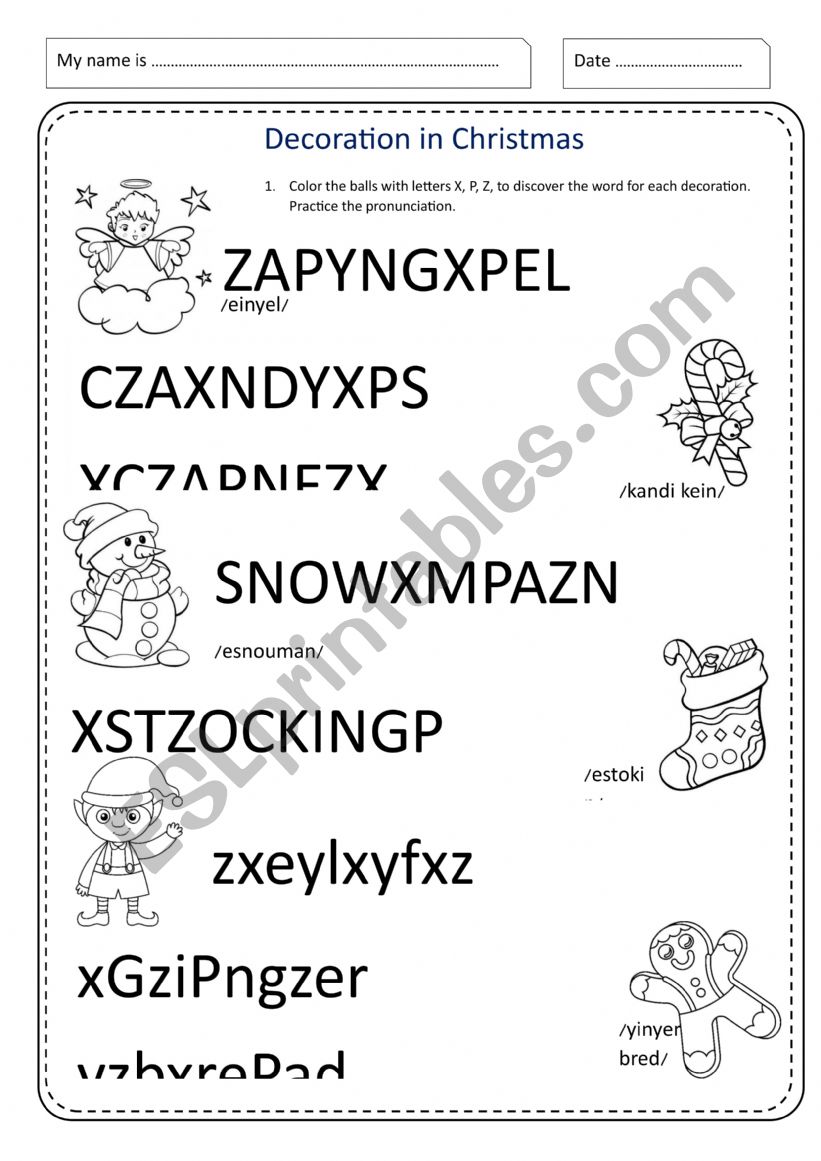 Decoration in Christmas - ESL worksheet by Stefany Noa