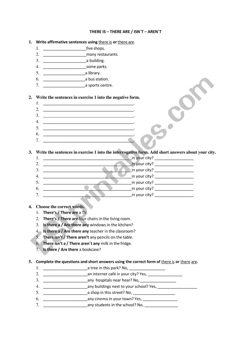 There is - There are - isn´t - aren´t - ESL worksheet by tatylug