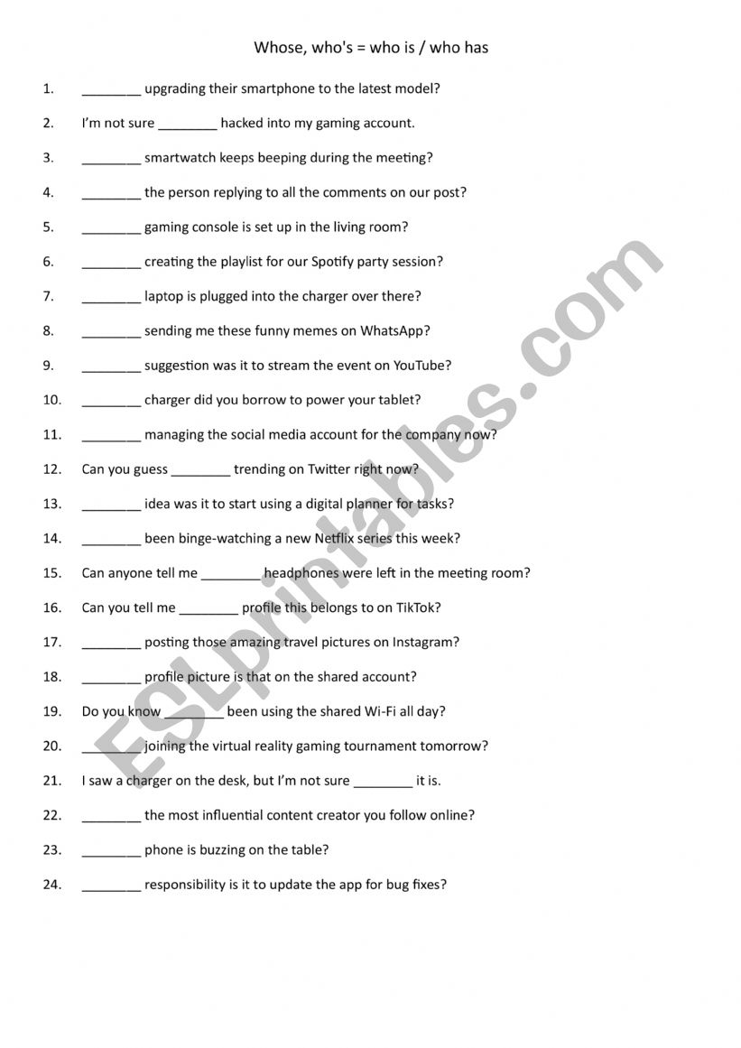 Confusing words practise Whose, whoÃ¯Â¿Â½s = who is who has 3 - ESL ...