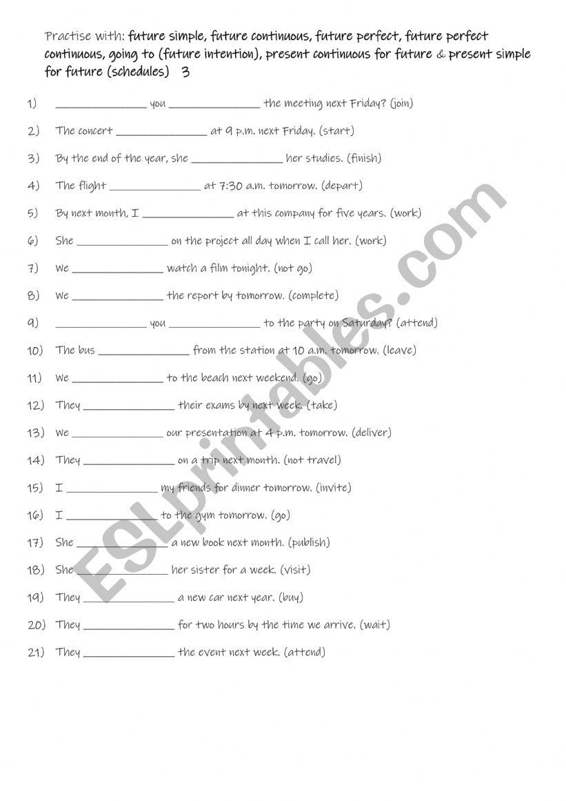 B1-B2 Future Simple, Future Continuous, Future Perfect, Future Perfect ...