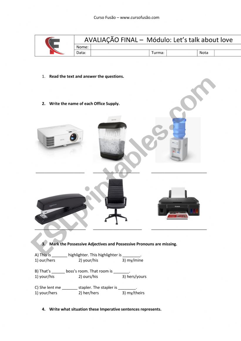 Test - Let’s talk about love - ESL worksheet by teachertaiaraujo