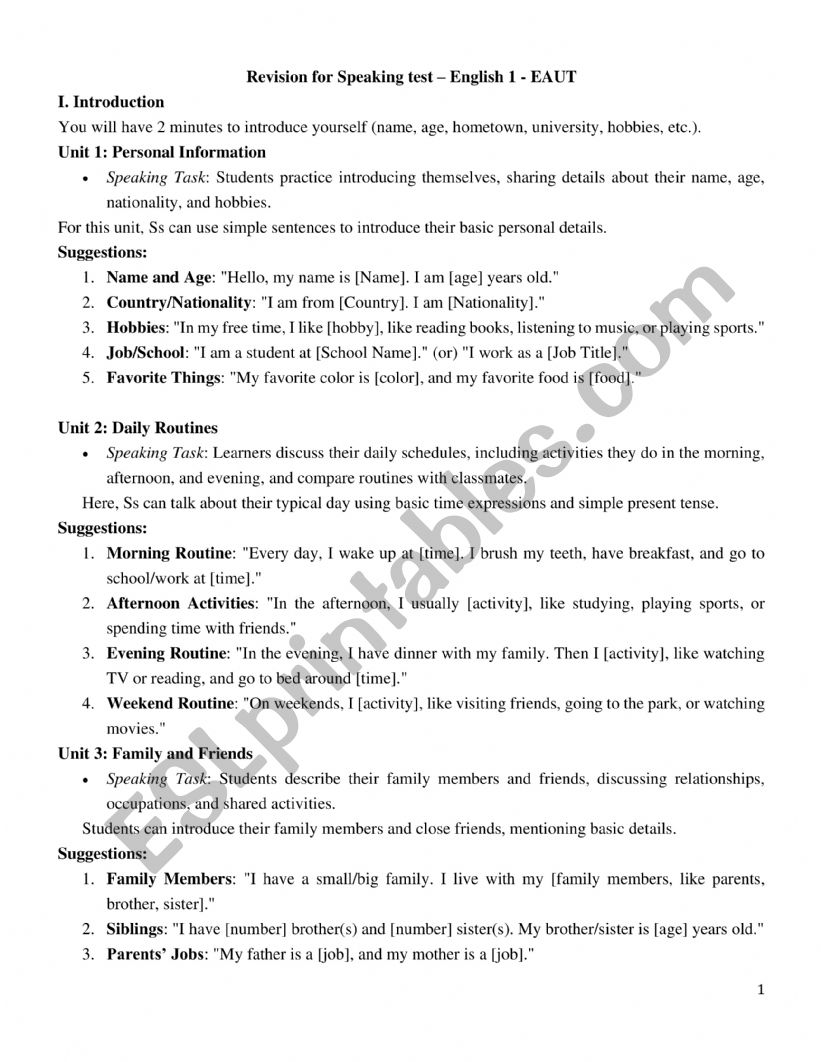 ESL Speaking Topics - ESL worksheet by Hangsonphong ESL Speaking Topics - ESL worksheet by Hangsonphong