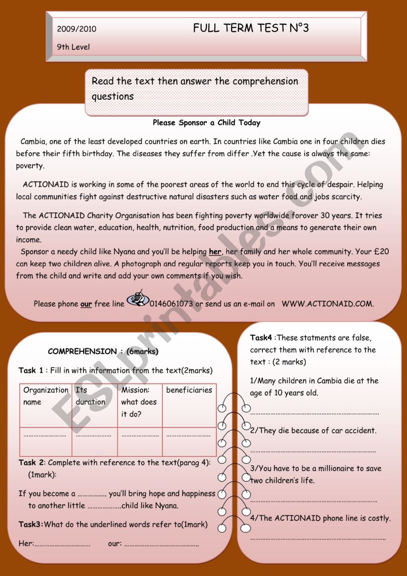 End term 3 test - ESL worksheet by Semya Salem