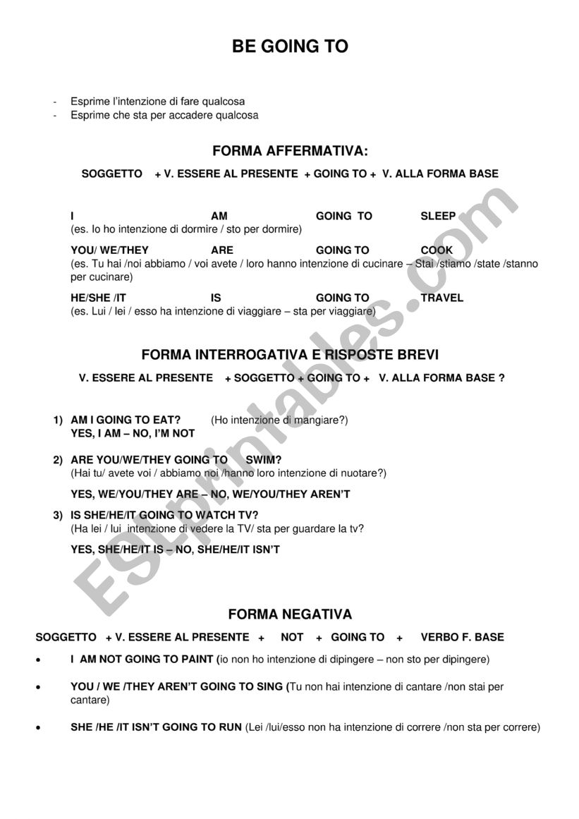 BE GOING TO - ESL worksheet by francy.english