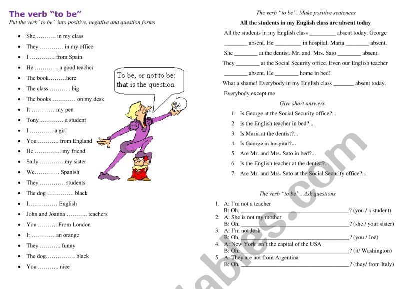 to be / be verb - ESL worksheet by peterwitch