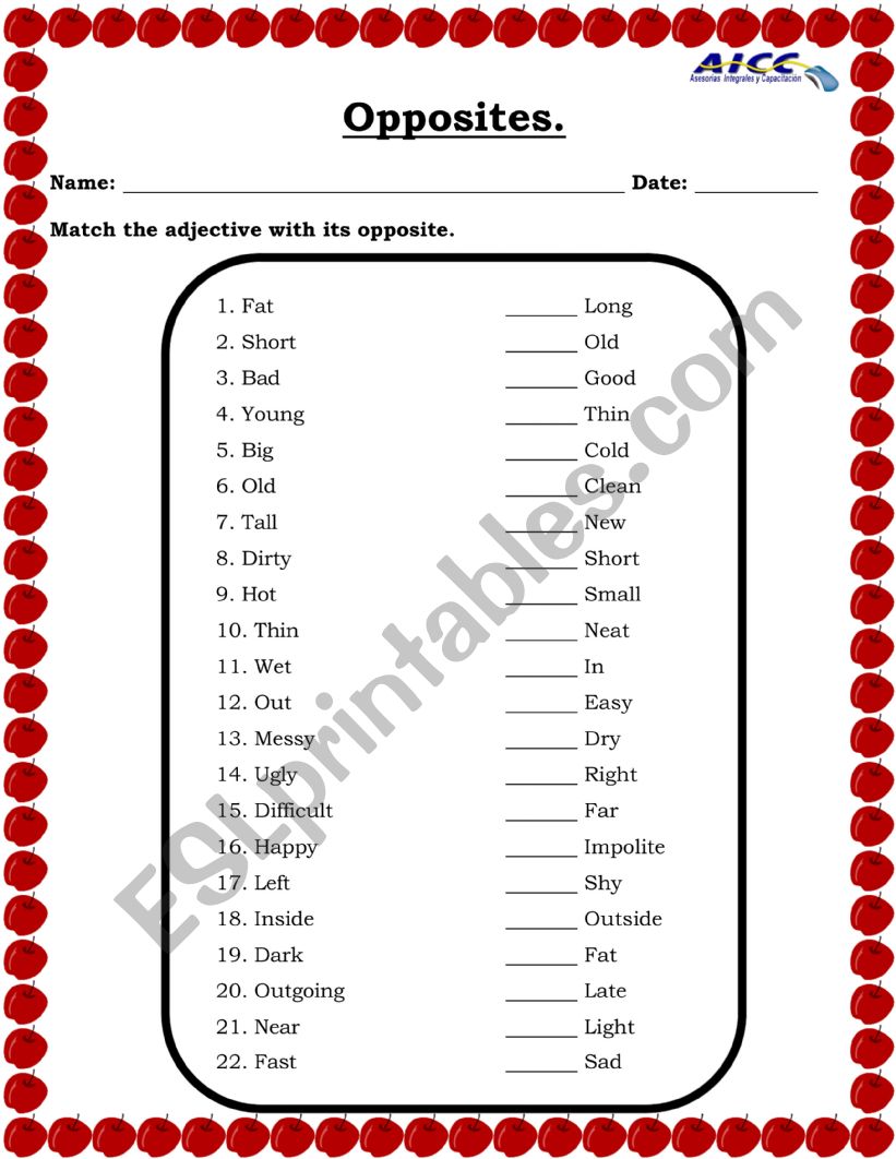 Opposite Adjectives - ESL worksheet by sebastianyyz