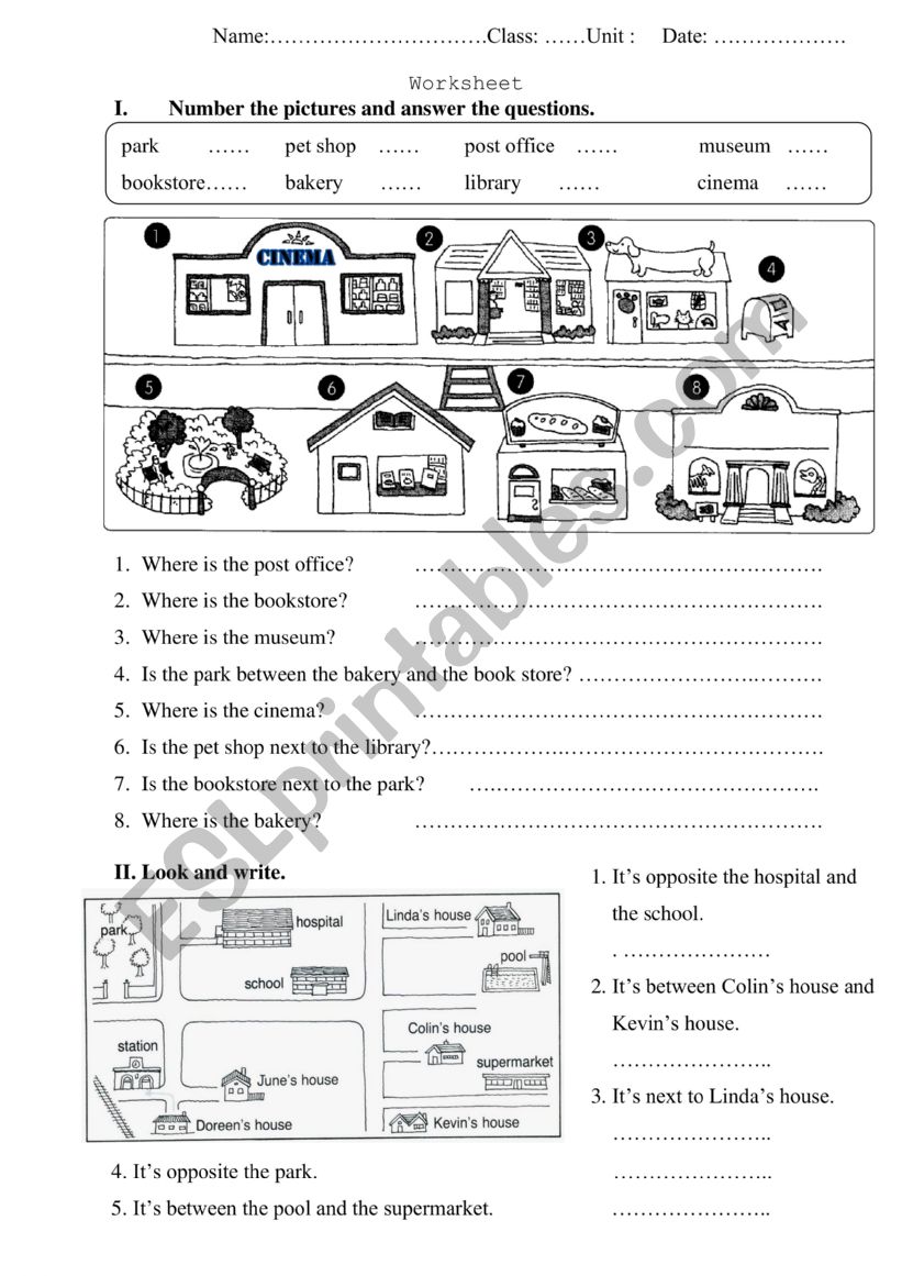 places in town - ESL worksheet by tranhoa19