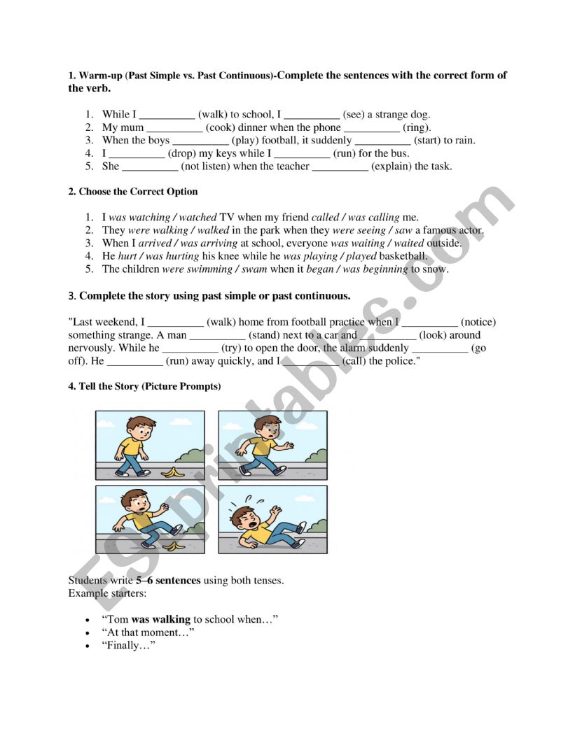 Past simple vs past continuous - ESL worksheet by ikicro