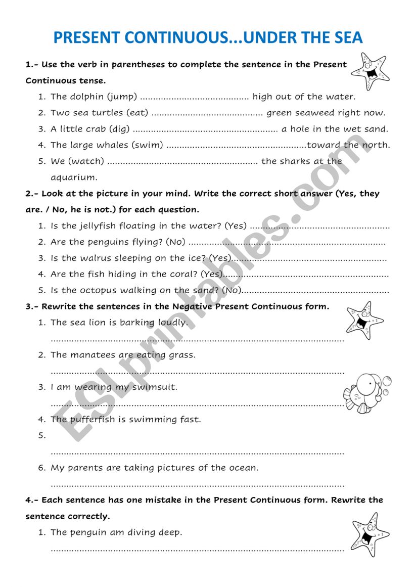 Present continuous - ESL worksheet by PYR79