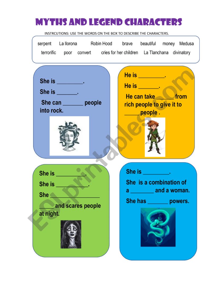 Myths and Legends - ESL worksheet by Iris Monroy