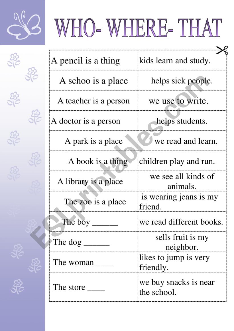 Who where that - ESL worksheet by keila22
