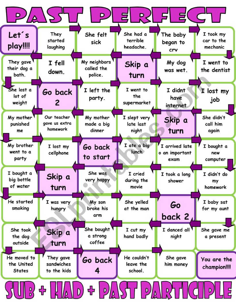 past perfect board game - ESL worksheet by imelda