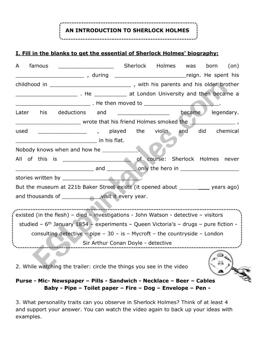 Sherlock Holmes - ESL worksheet by lulicarricart