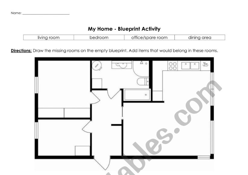 My Home Blueprint Activity - ESL worksheet by boldandbrash17