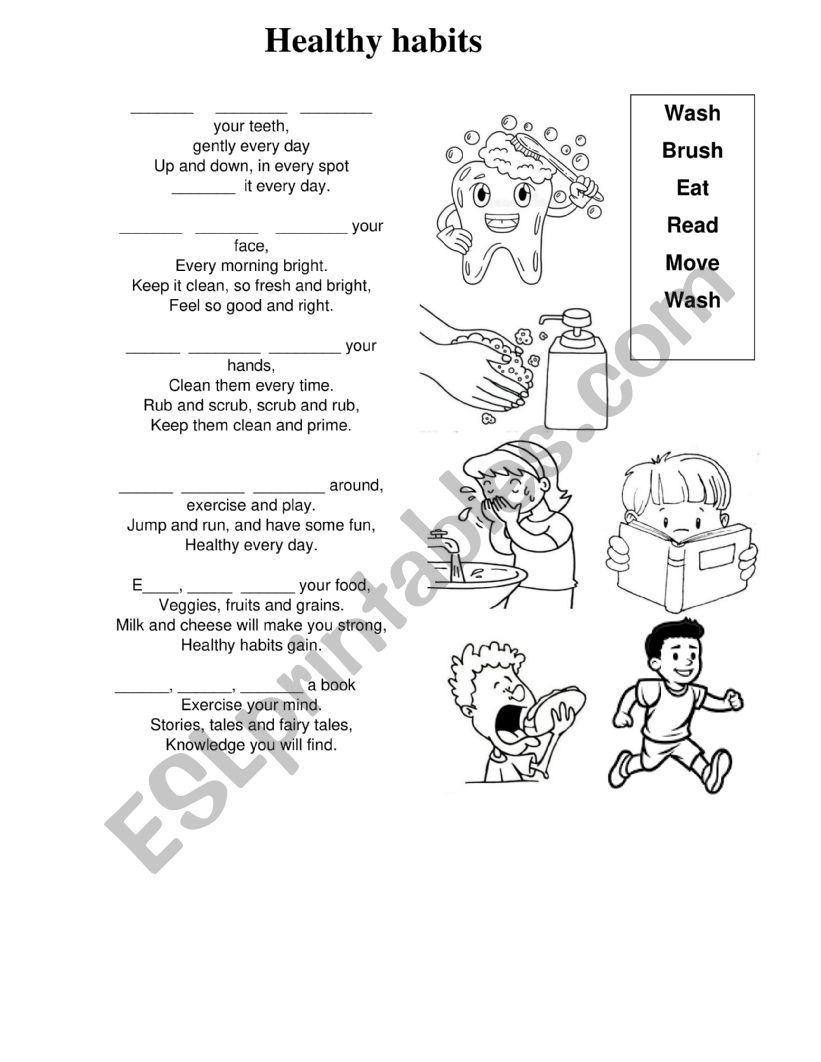 Healthy habits - ESL worksheet by ADRIVS