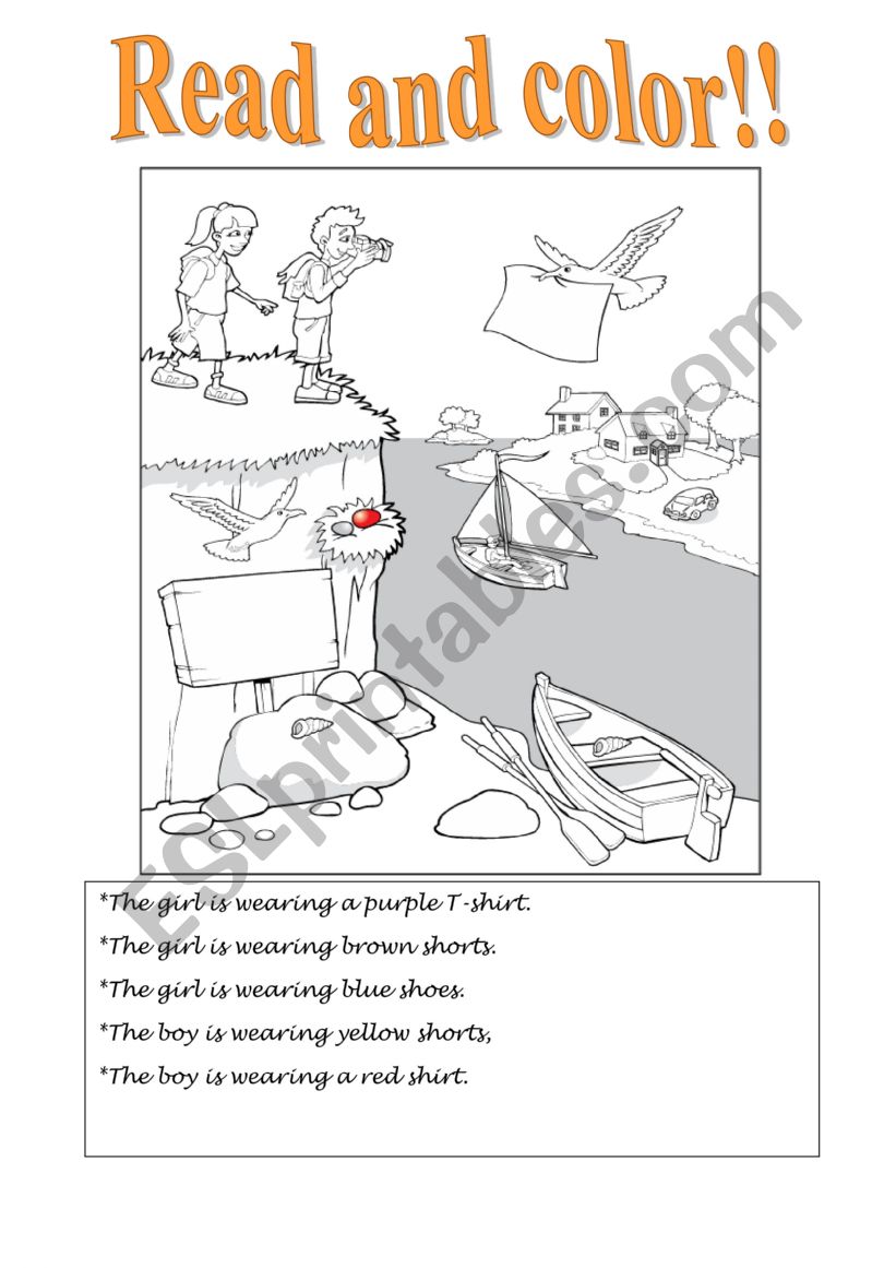 Read and color - ESL worksheet by keila22