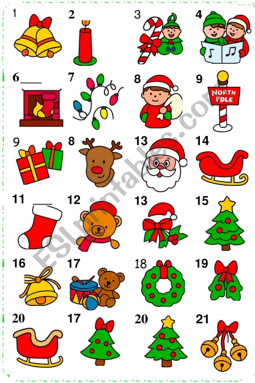 Name the Christmas objects - ESL worksheet by krystynacmielova