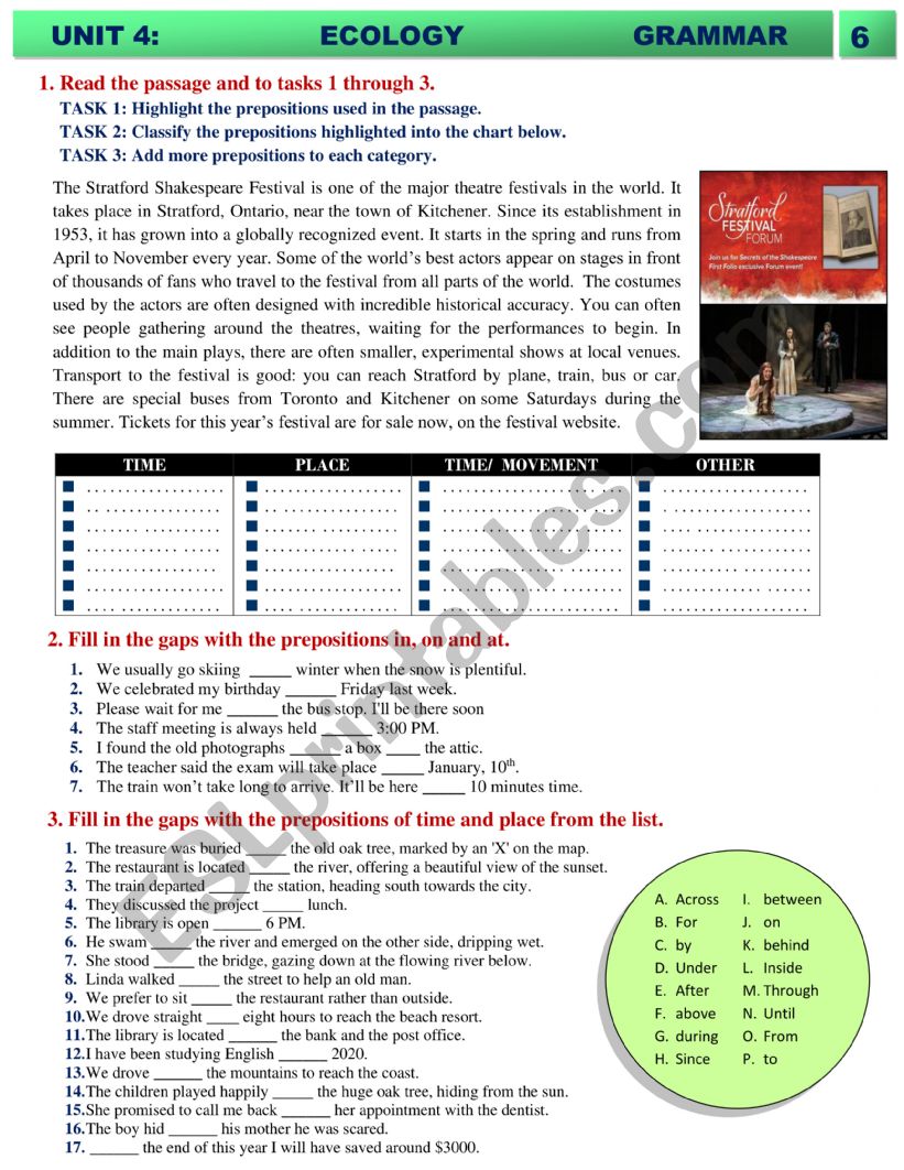 Prepositions (time, place and others) - ESL worksheet by OmarBoualloul