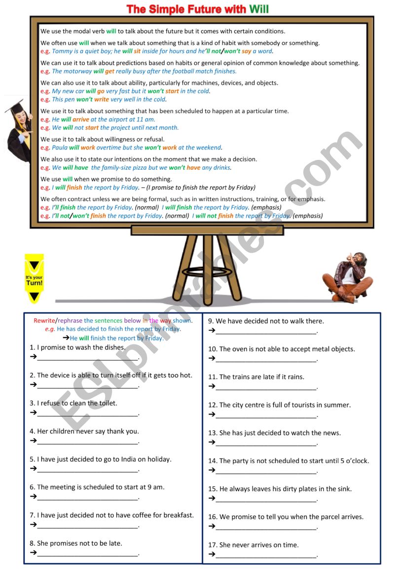 Simple Future with WILL - ESL worksheet by spinney