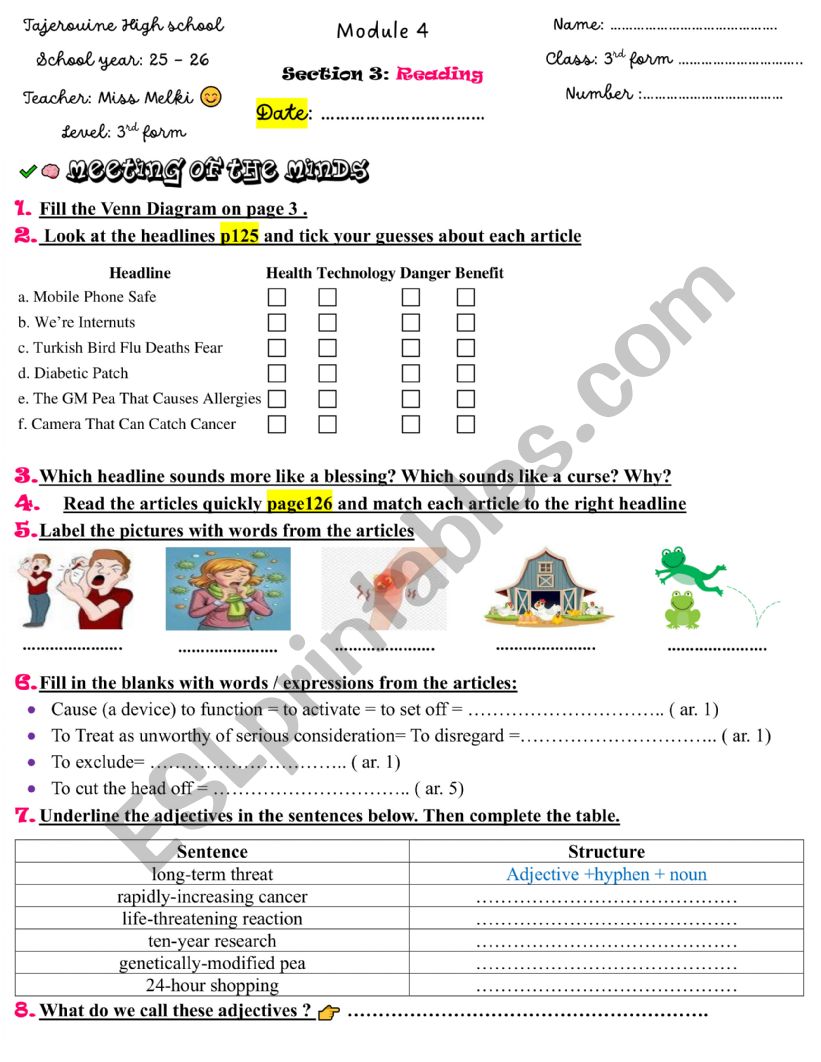 3rd form module 4 section 3 - ESL worksheet by English-teacher 38